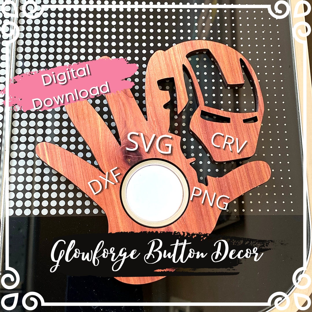 Glowforge Button Design Decor | Iron Man | Outline SVG Files | Cut ...