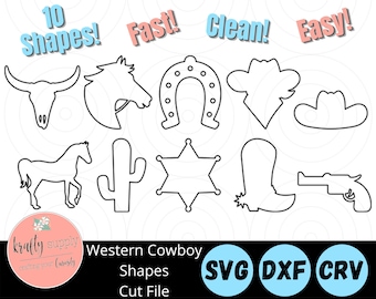 Western Shape Files Cowboy SVG Files Cut Files Clean - Etsy