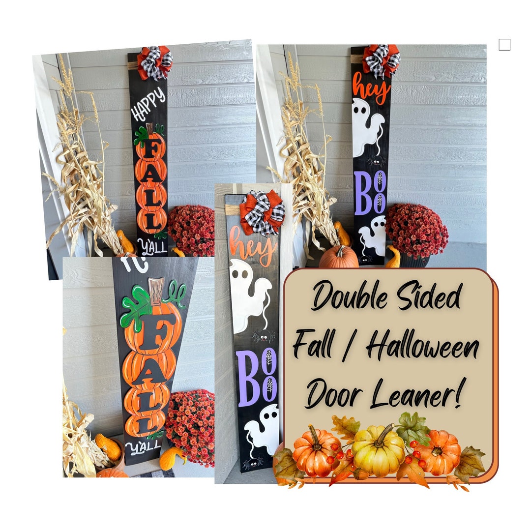 Double Sided Door Leaner| Fall and Halloween Door Leaner | Reversable ...