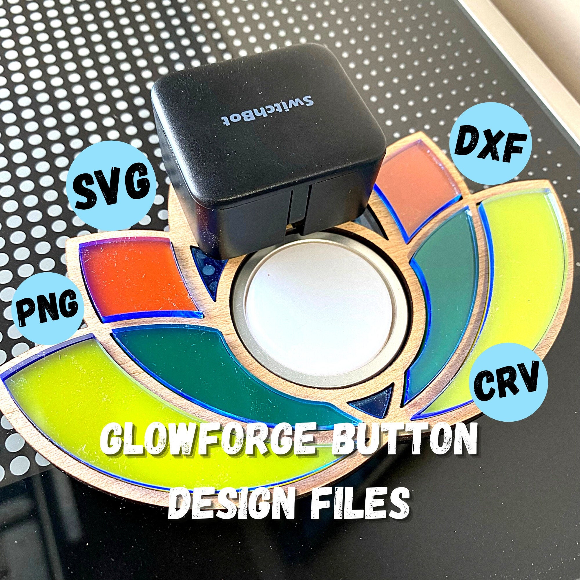 Glowforge Lotus Button Design | Switchbot Base (svg, Dxf, Crv, Png ...