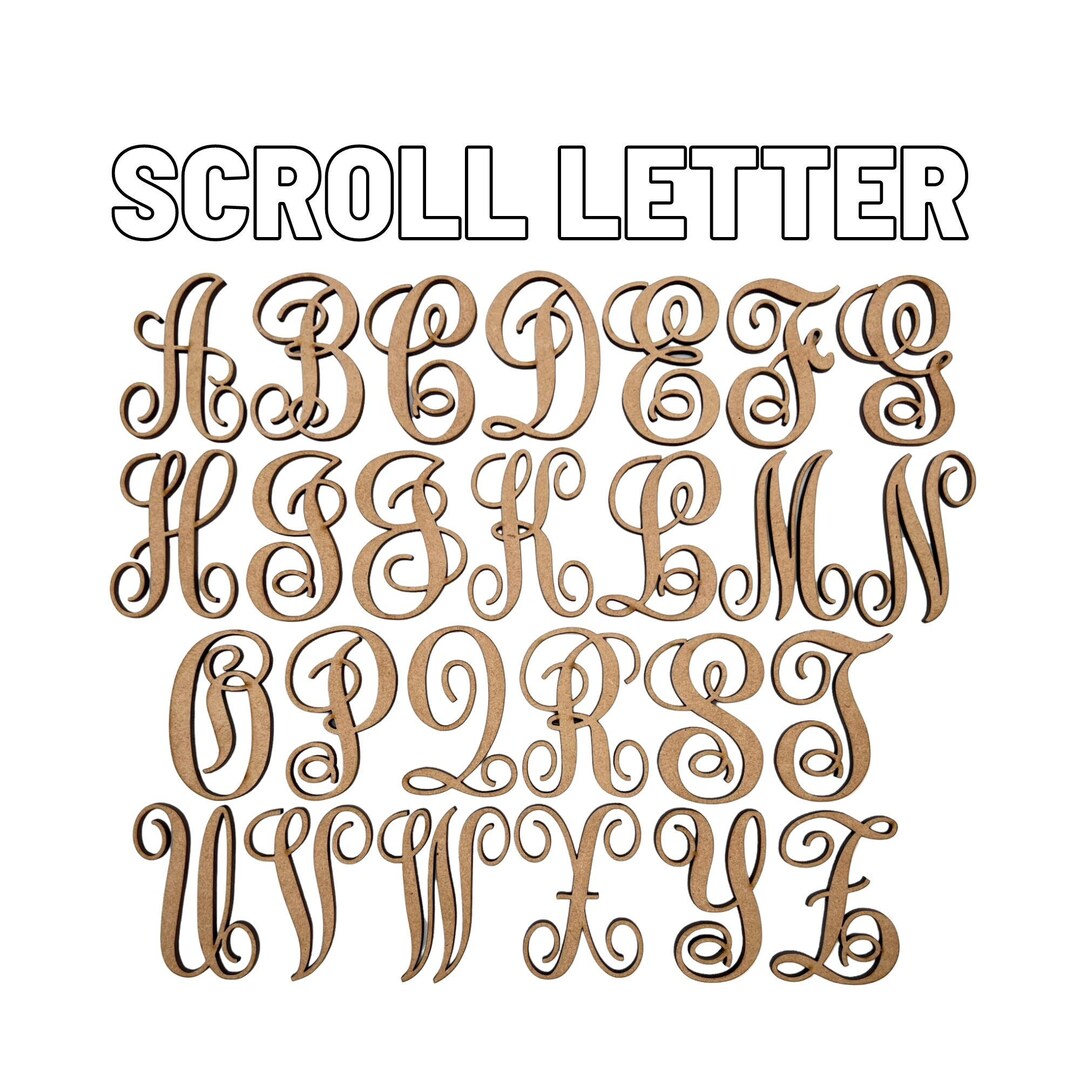 Small Scroll Monogram | Cursive Style Letters | Script Letters | Wood ...
