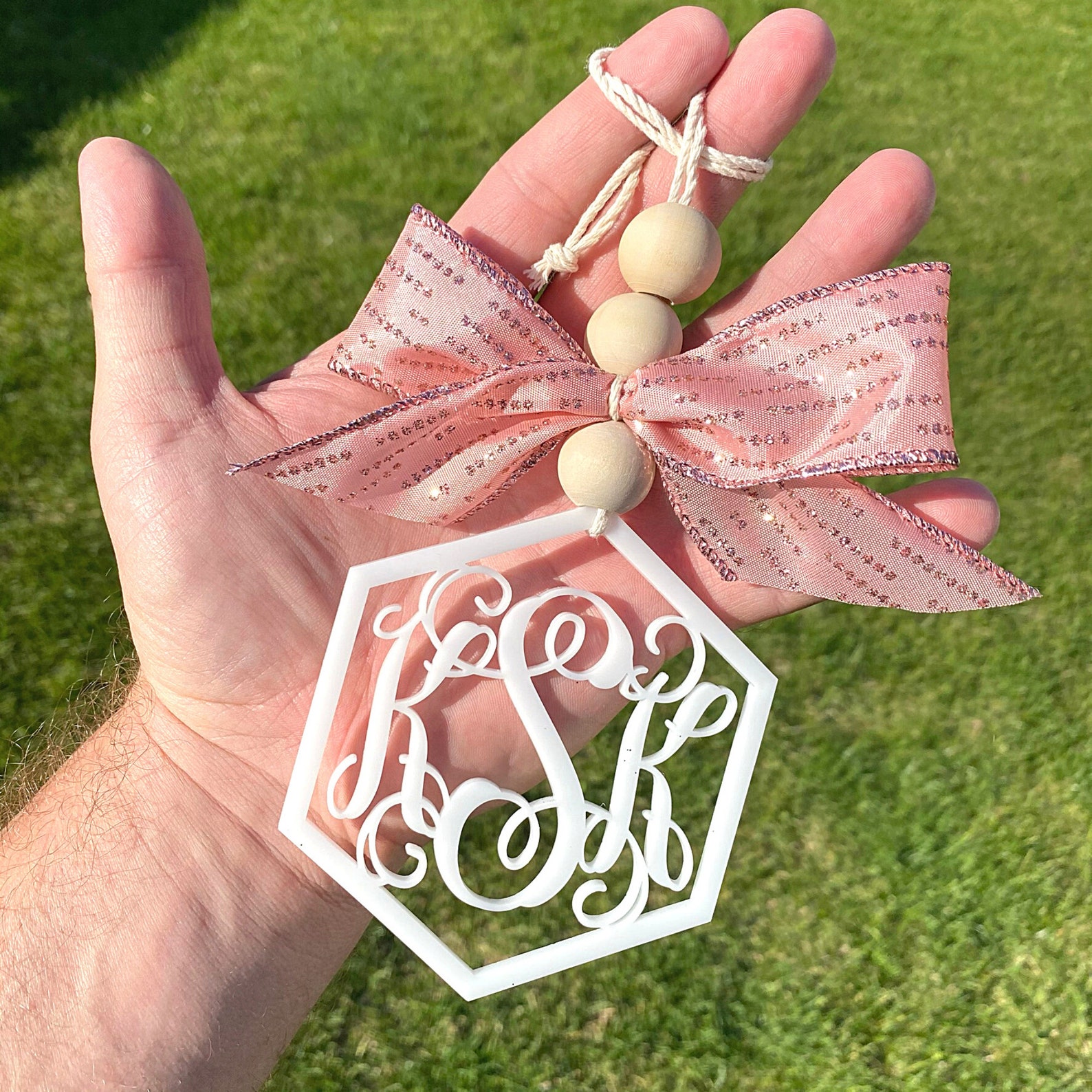 Personalized Monogram Car Charm Rearview Mirror Ornament | Etsy
