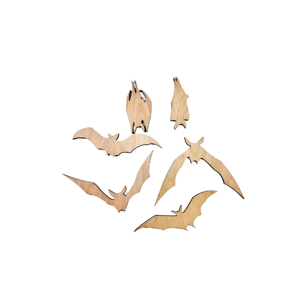 Small Wood Bats Halloween Craft | Wood Bat Cutout| Halloween Bats ...
