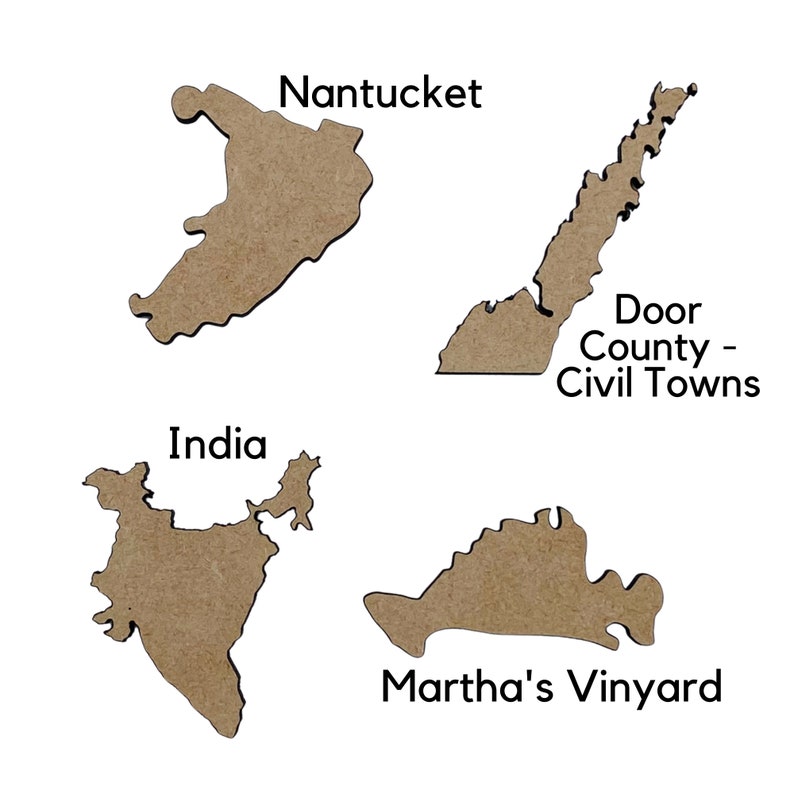 Laser Cut Wood Country and Territory Shapes | World Map Wall Decor ...
