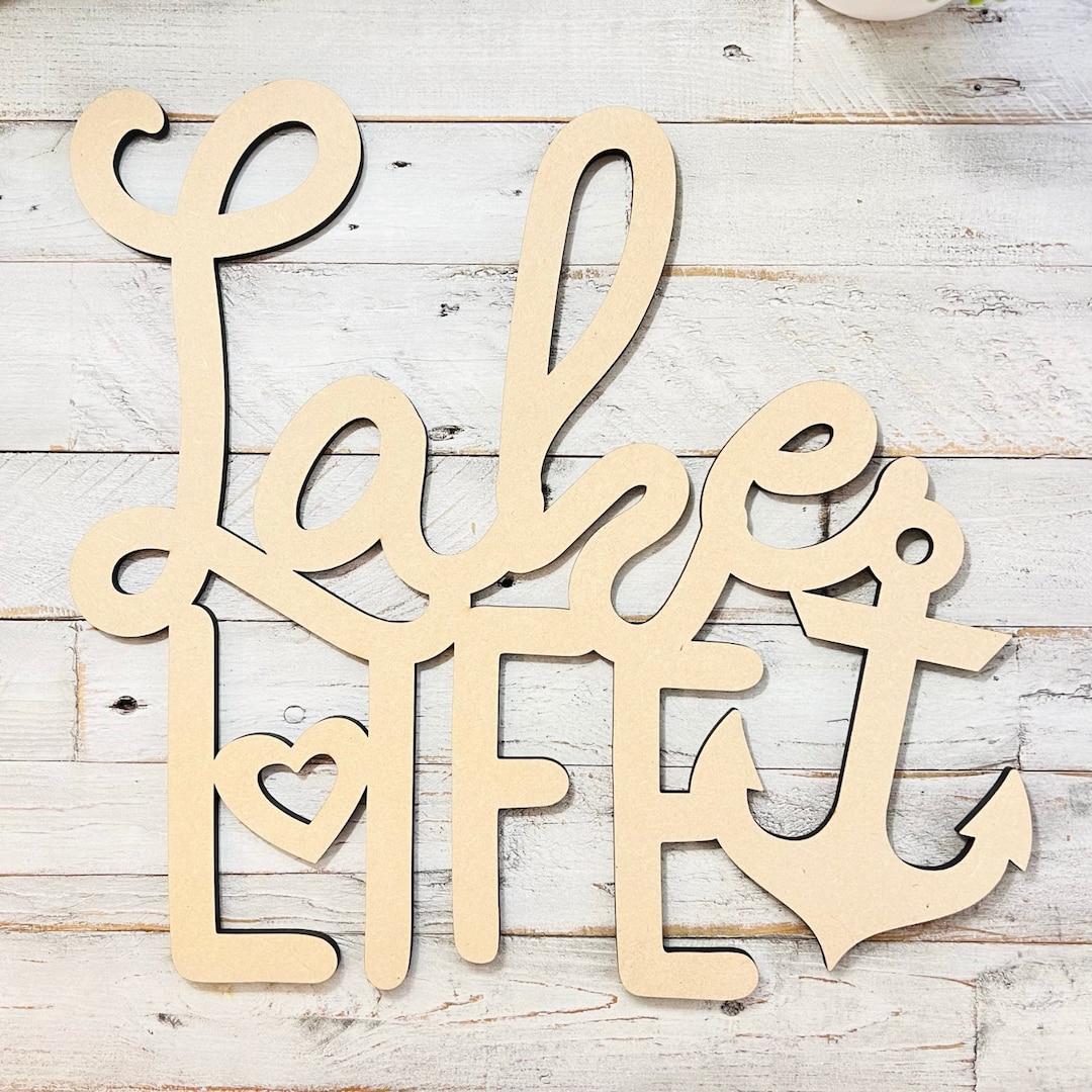 LARGE Connected Letters | Lake Life Decor | Wooden Cutout Word | Lake ...