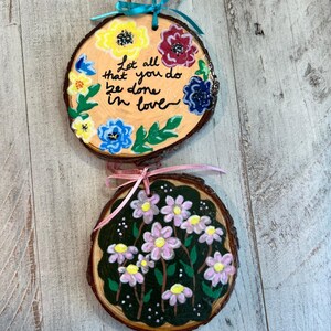 Hand Painted Wood Rounds | Wood Slice Rounds | Hand Painted Gifts - Etsy