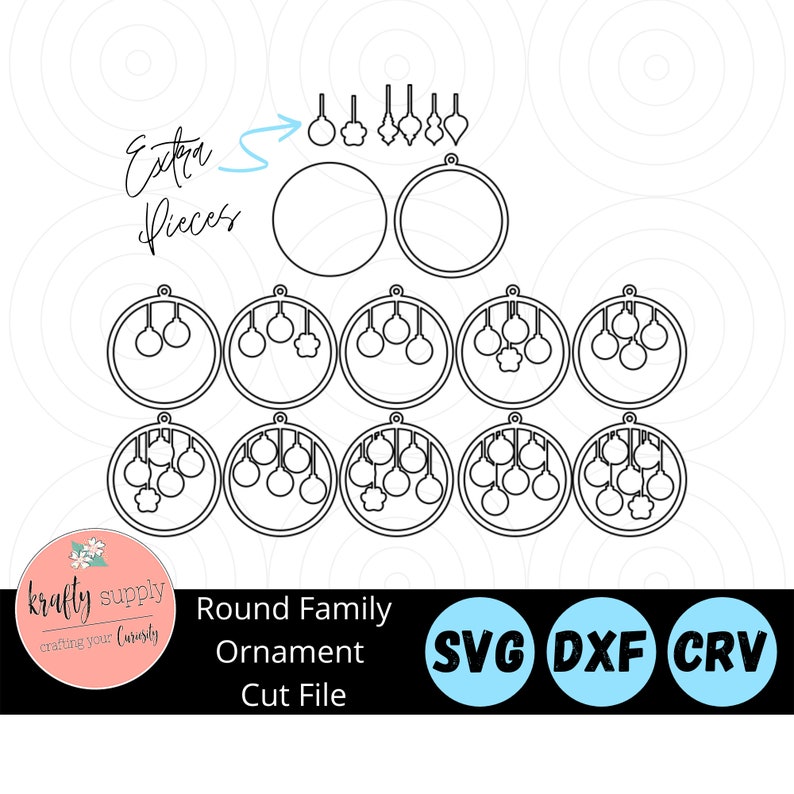 Personalized Round Family Ornament Outline SVG Files Cut - Etsy