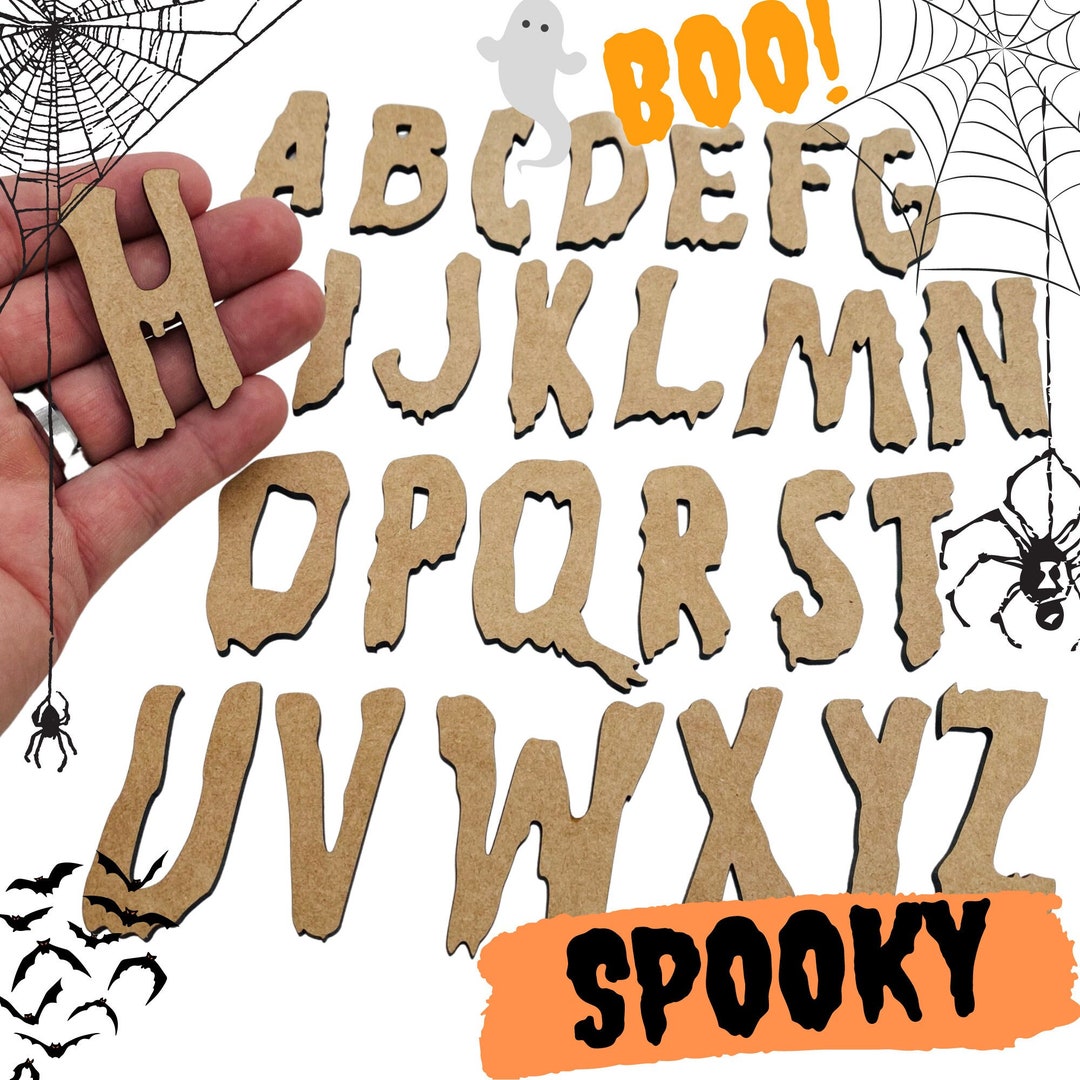 Large Spooky Font | Wooden Letters | Haunted House Decor | Halloween ...