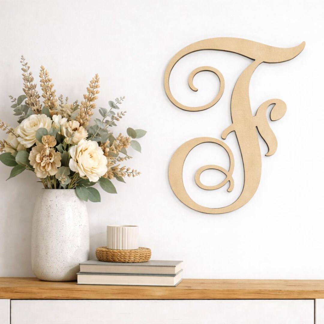 Small Scroll Monogram | Cursive Style Letters | Script Letters | Wood ...