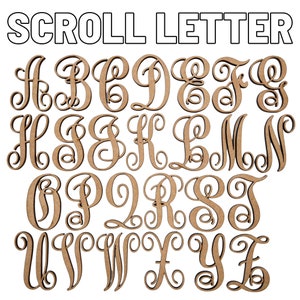 Small Scroll Monogram | Cursive Style Letters | Script Letters | Wood ...