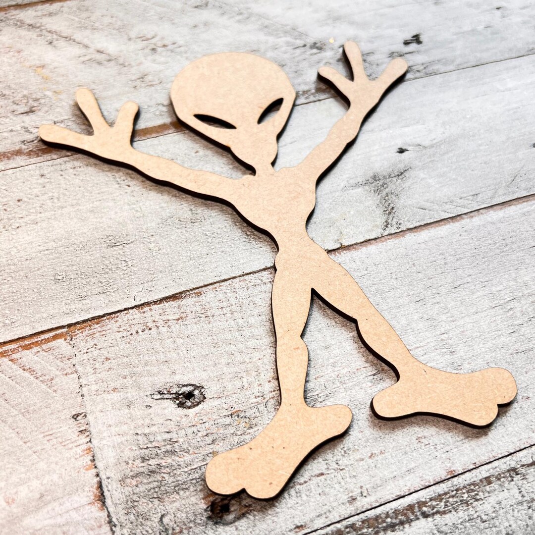 Large 12"-22", MDF Alien Man, Little Green Men, Wood Alien Cutout ...