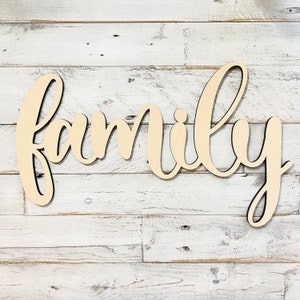 LARGE Connected Letters | Family | Wooden Cutout Word | Script Word - Etsy