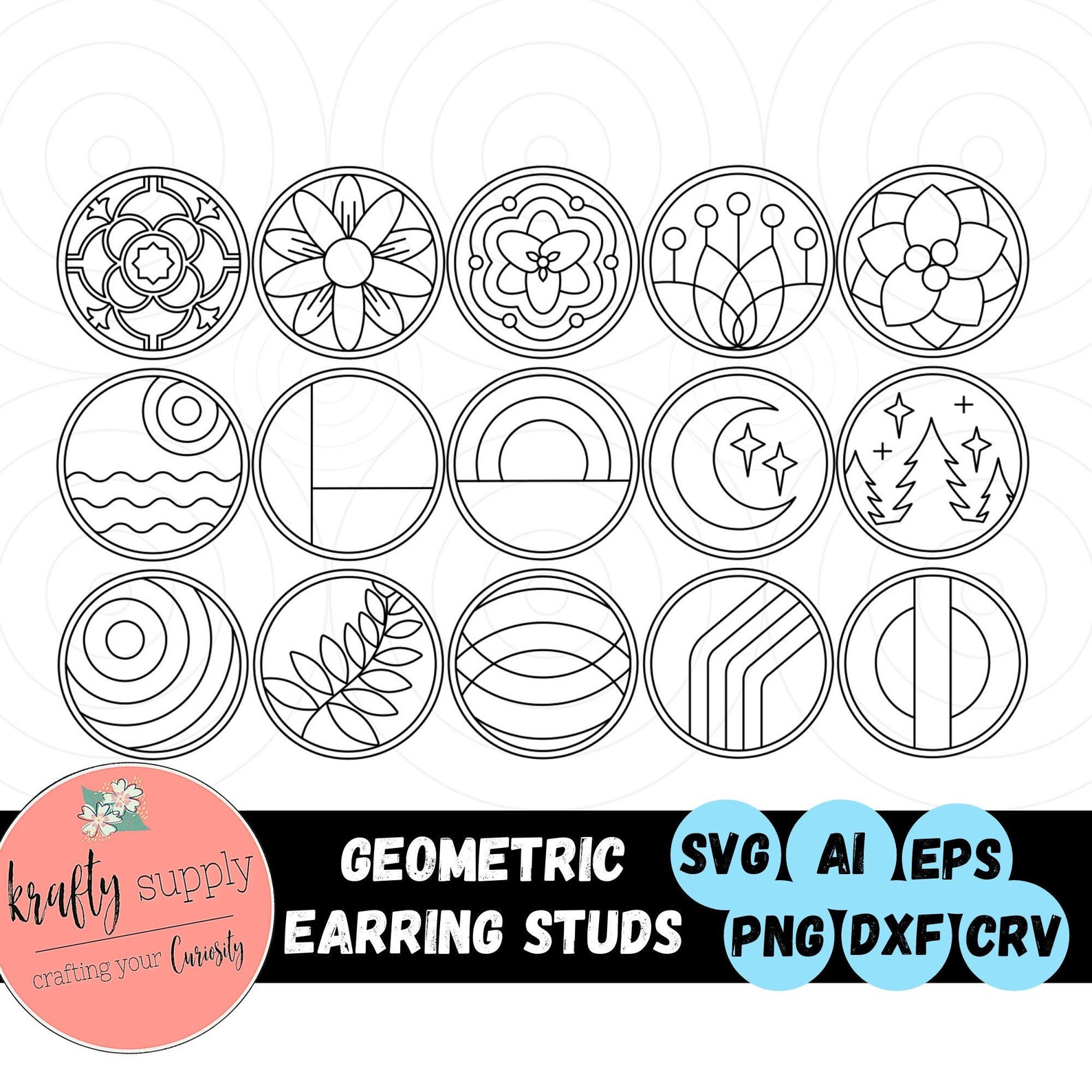 Geometric Earring Studs SVG | Set of 15 | Earring SVG Files | Cute ...