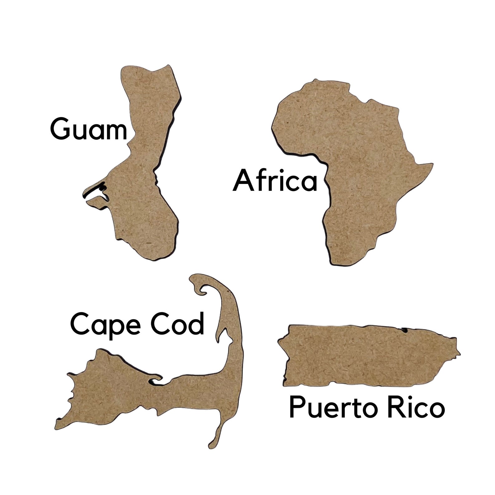 Countries and Territories Shapes | Wood Country Laser Cutout | World ...