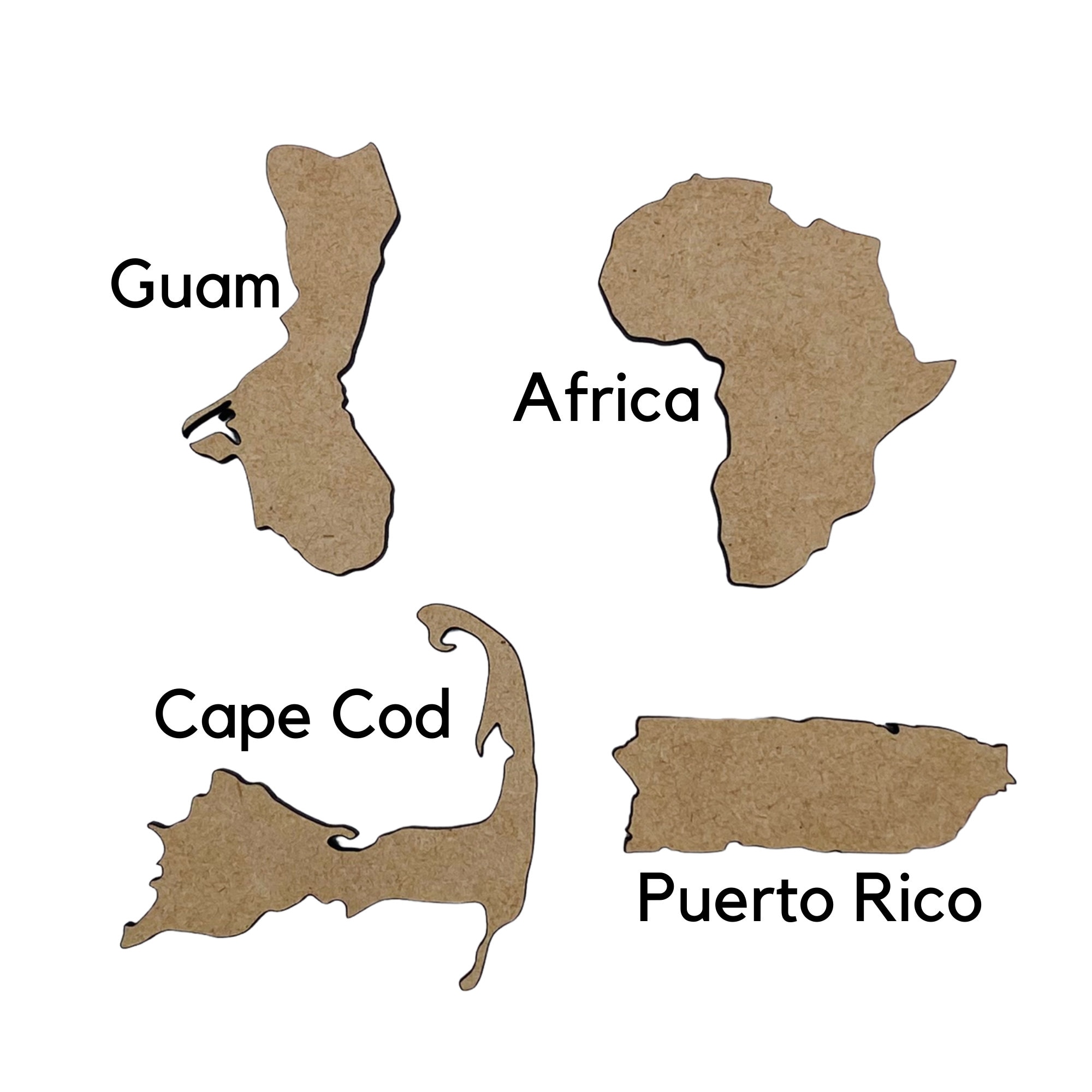 Countries and Territories Shapes | Wood Country Laser Cutout | World ...