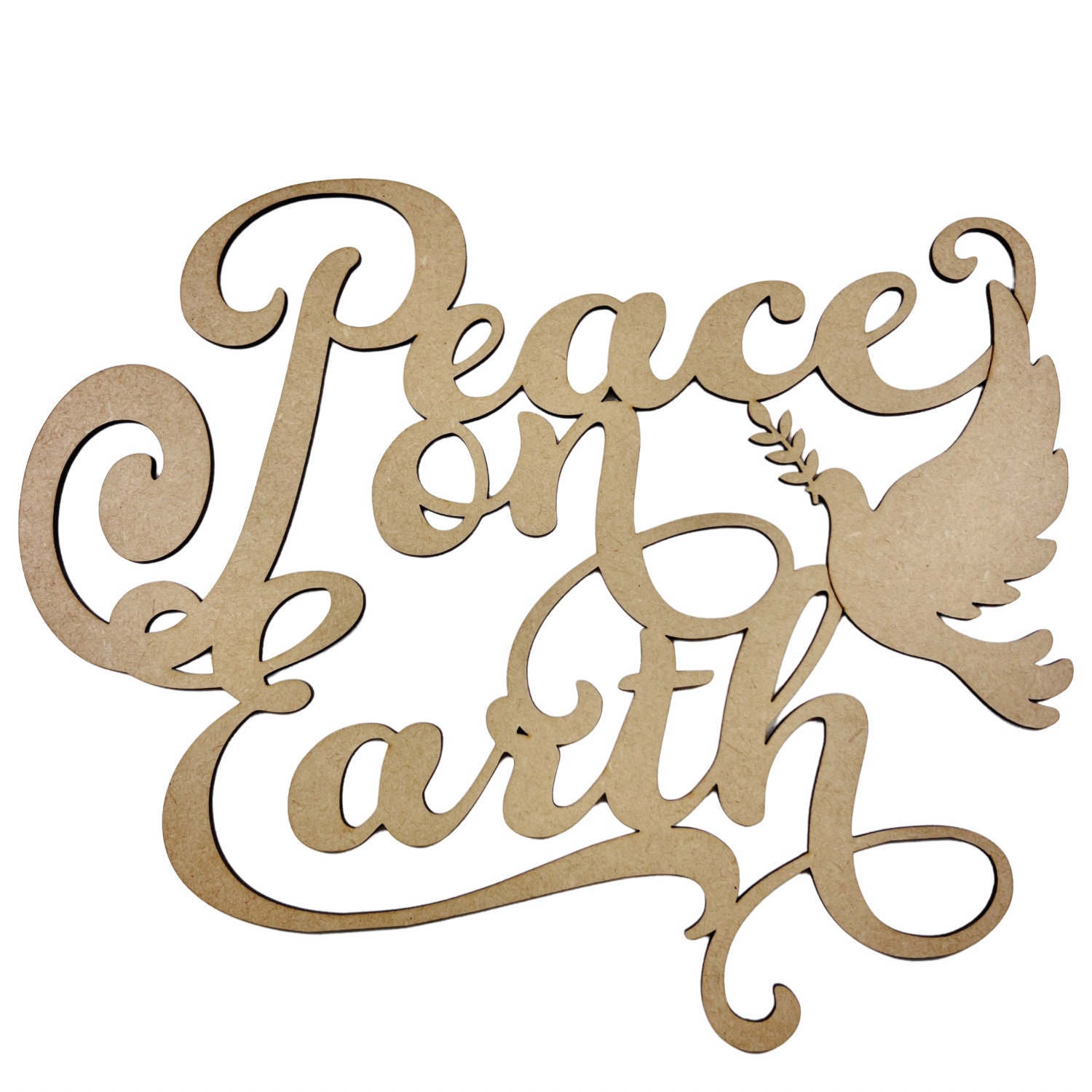 Small Peace on Earth With Dove Cutout | Merry Christmas Wood Letter ...