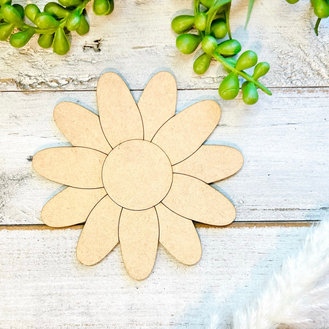 Large 12"-22" | Wood Flower | Wood Flower Decor | Daisy Flower Cutout ...
