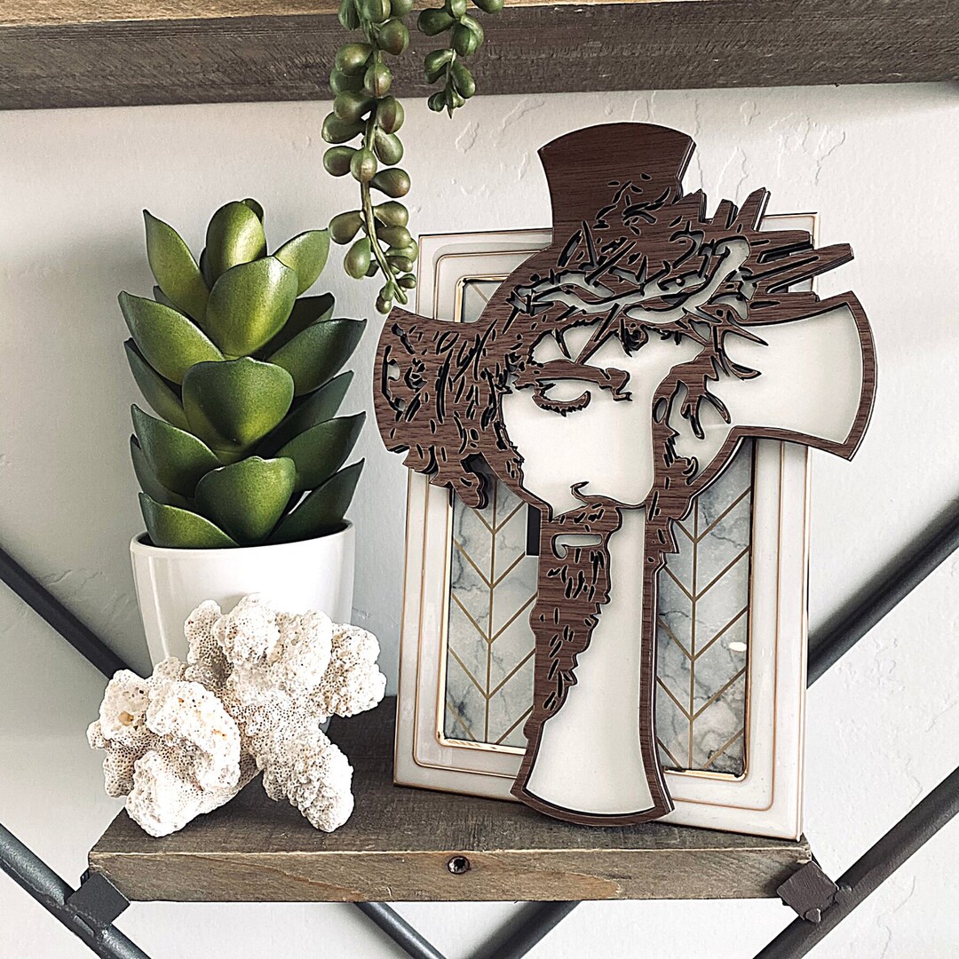 Jesus Cross | Detailed Wooden Cross | Wood Cross Home Decor | Fireplace ...