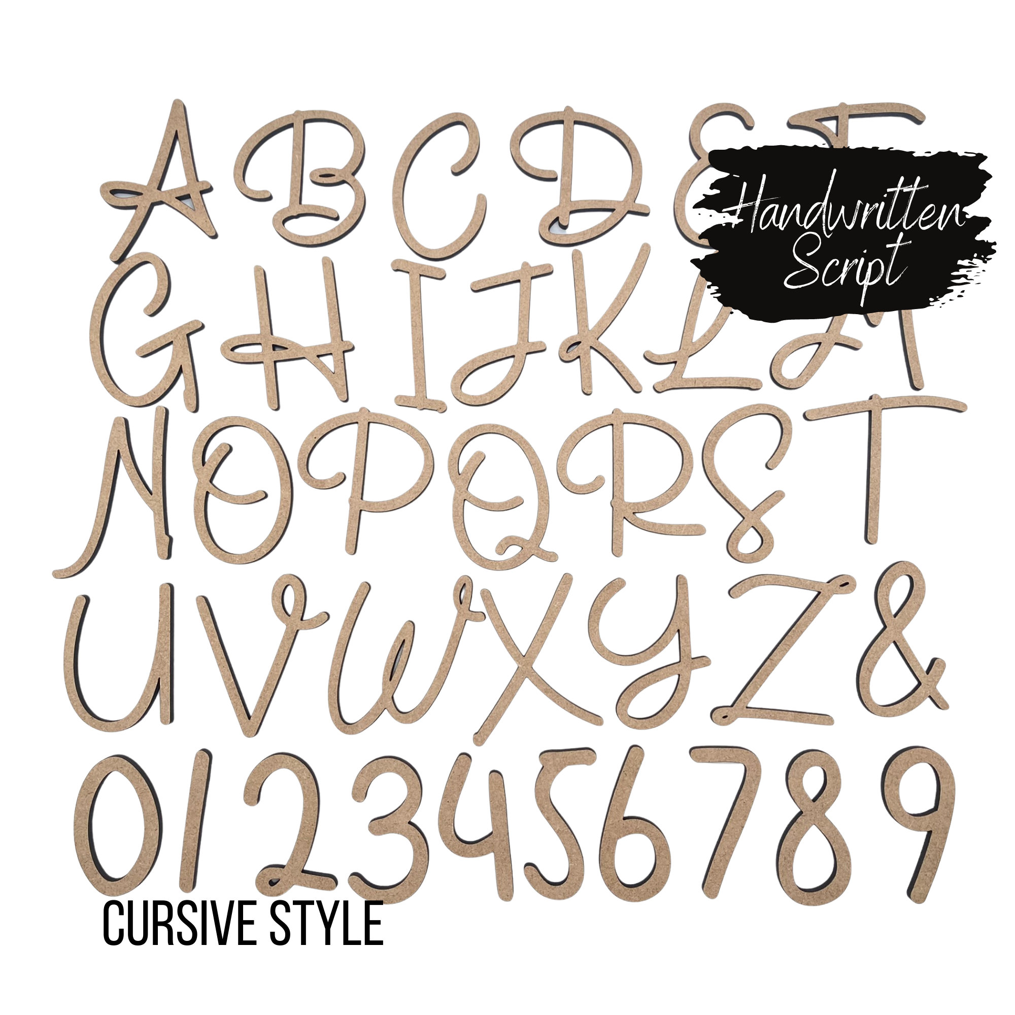 Small Handwritten Script Font | Cursive Letters | Wooden Letters ...