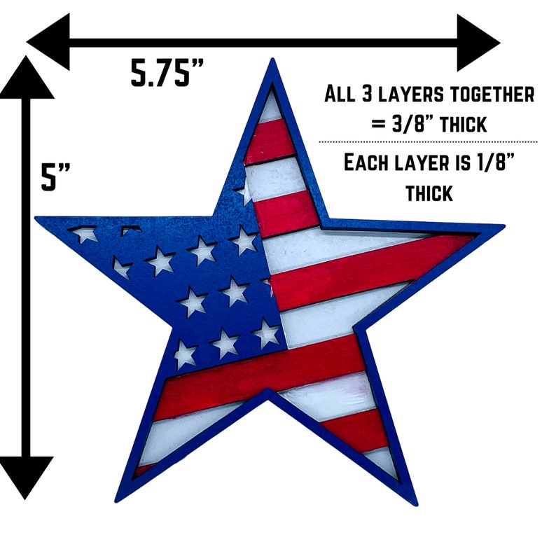 3D Layered American Flag Star SVG - Laser Cut File (digital Download ...