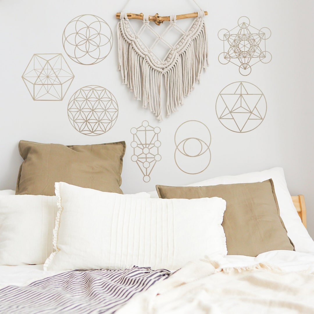 Sacred Geometry Set/ Crystal Grids/ Boho Decor/ Wood Wall Decor - Etsy