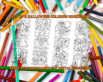 Halloween Coloring Bookmarks Printable (set of 8) - Etsy