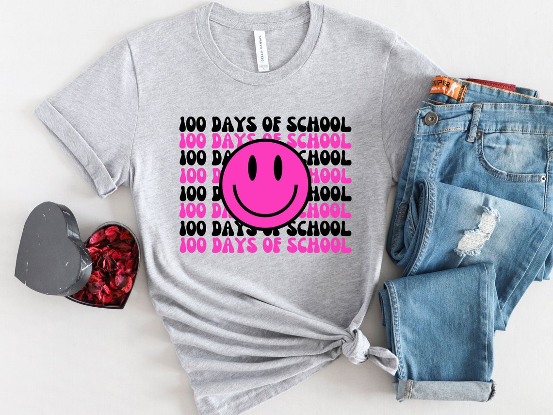 Smiley Face 100 Days of School Png Teacher Png School Png School Shirt ...