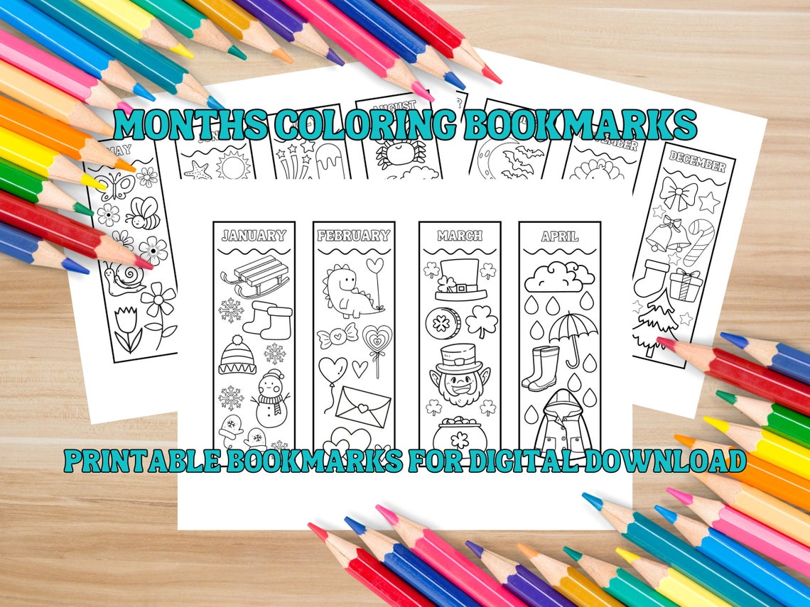 Months of the Year Coloring Bookmarks Educational Activity ...