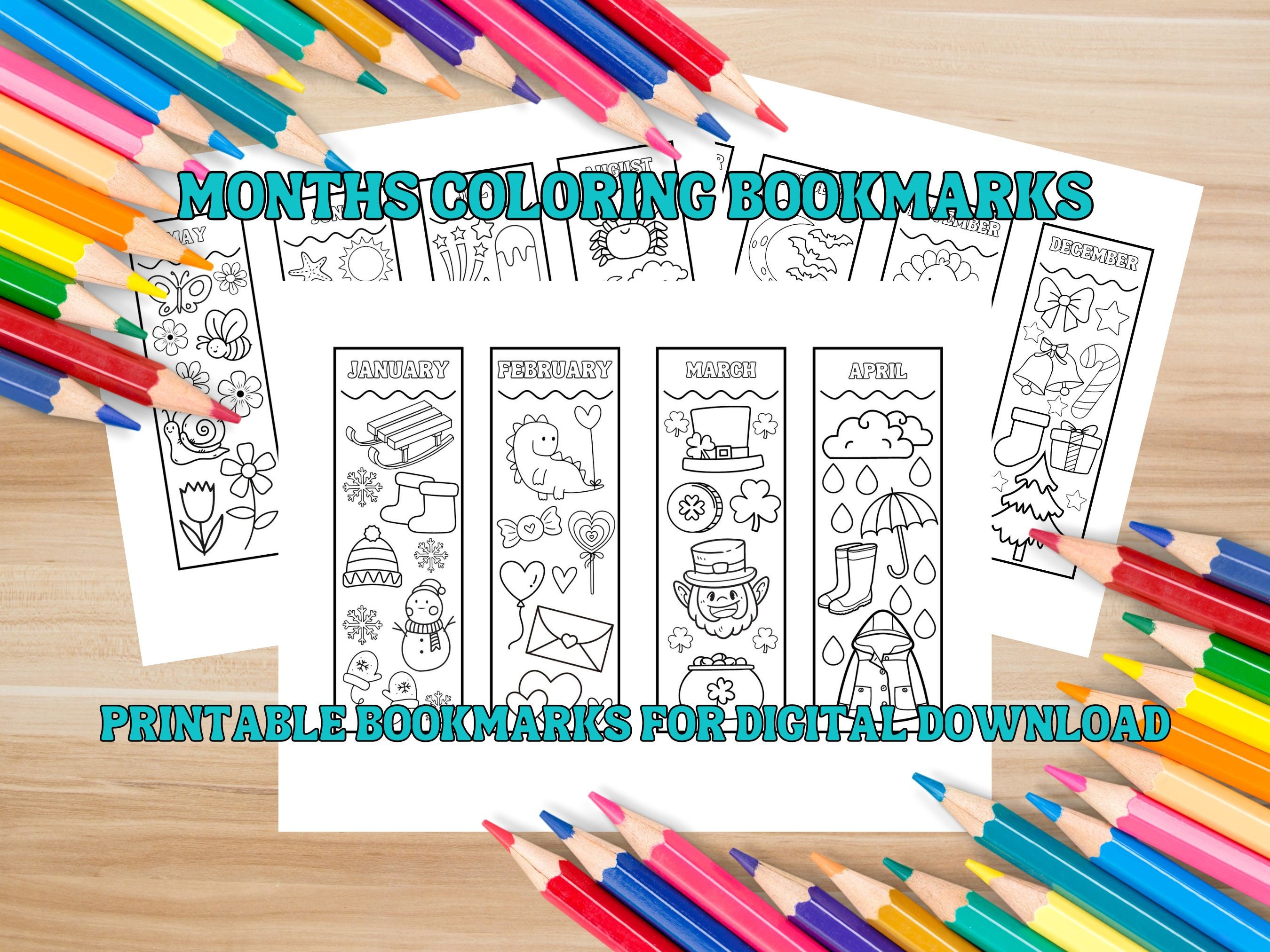 Months of the Year Coloring Bookmarks Educational Activity ...