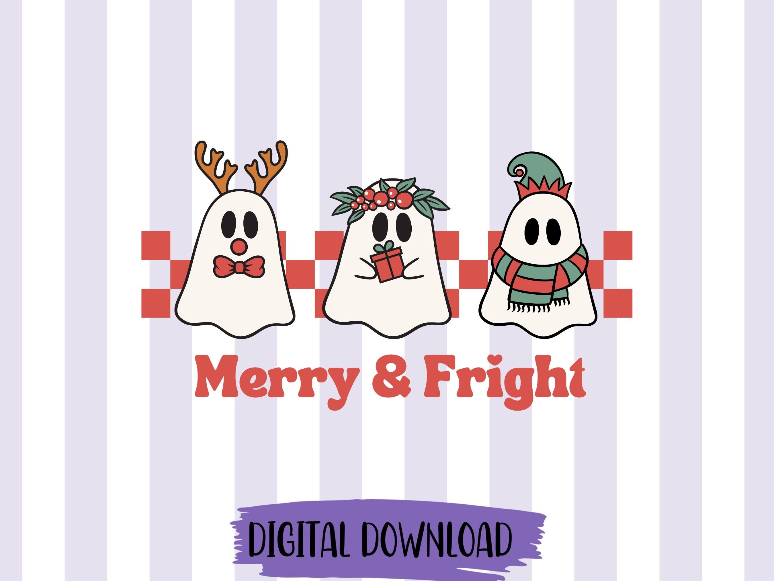Cute Christmas Ghosts PNG Sublimation Design Merry and Bright Clipart ...