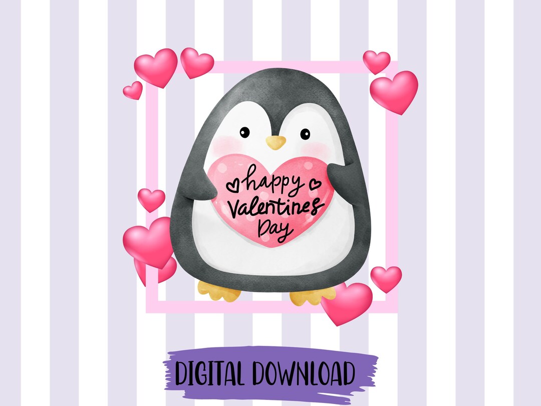 Valentine's Day Penguin Png Happy Valentine's Day Png Cute Hearts Png ...