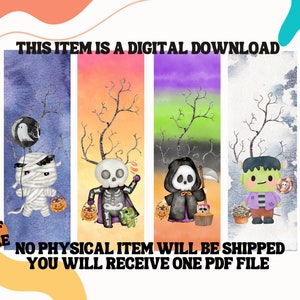 Cute Halloween Bookmarks Spooky Bookmarks Set of 4 Halloween Watercolor ...