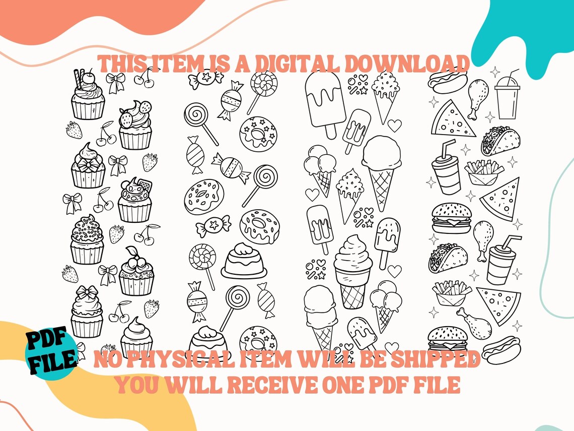 Sweets Printable Coloring Bookmarks Sweet Treats Coloring Bookmark Set ...
