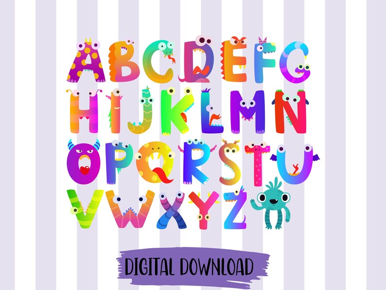 Monster Alphabet Png Kids Alphabet Png Kindergarten Png Monster Letters ...