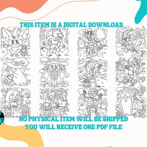 Coloring Halloween Bookmarks Set of 4 Printable Coloring Bookmarks ...