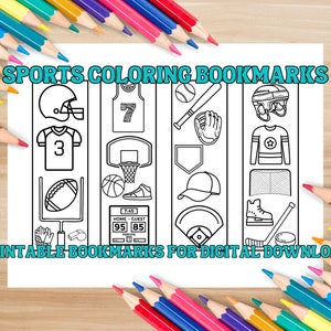 Sports Coloring Bookmarks Football Bookmark Baseball Basketball Hockey ...