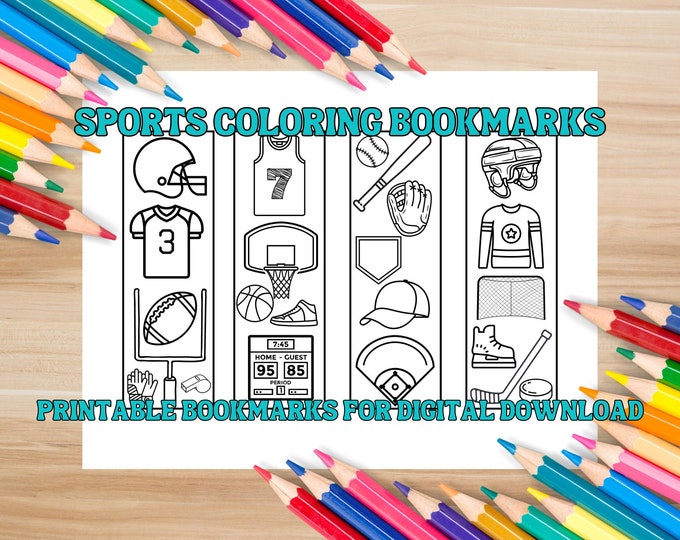 Printable Coloring Sports Bookmark | Kids Soccer Basketball Football ...