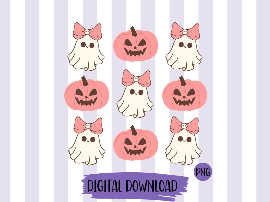 Pink Halloween Png Pink Pumpkin Png Ghost Png Preppy Png Coquette ...