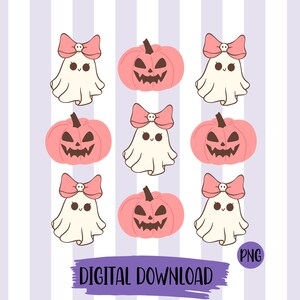 Pink Halloween Png Pink Pumpkin Png Ghost Png Preppy Png Coquette ...