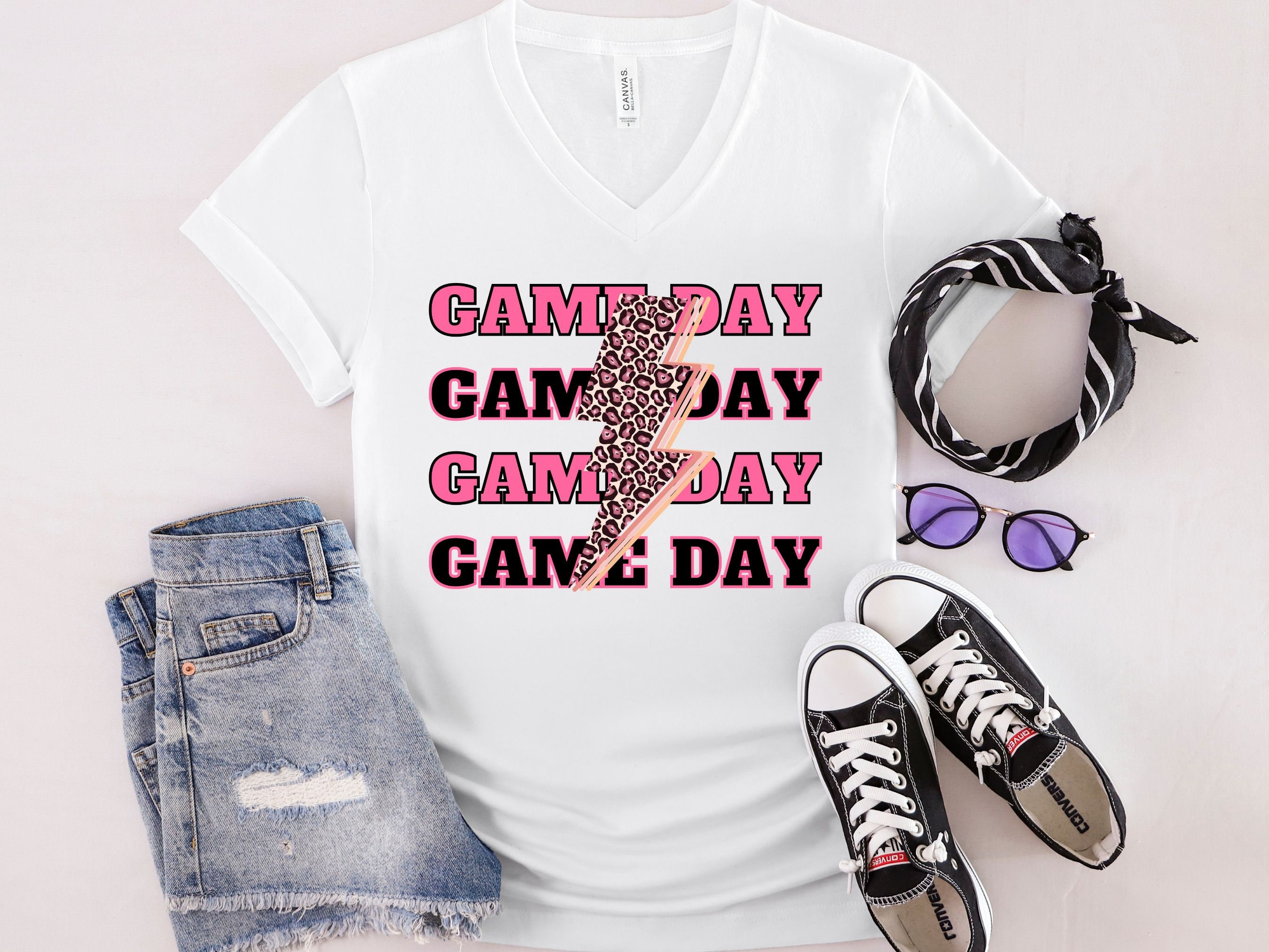 Game Day Png Game Day Leopard Print Lightning Bolt Pink Game Day Girly ...