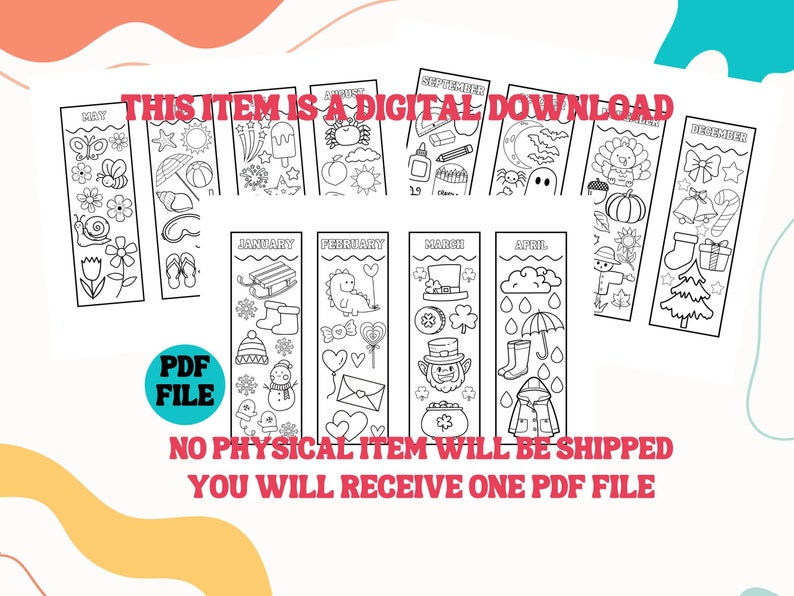 Months of the Year Coloring Bookmarks Educational Activity ...