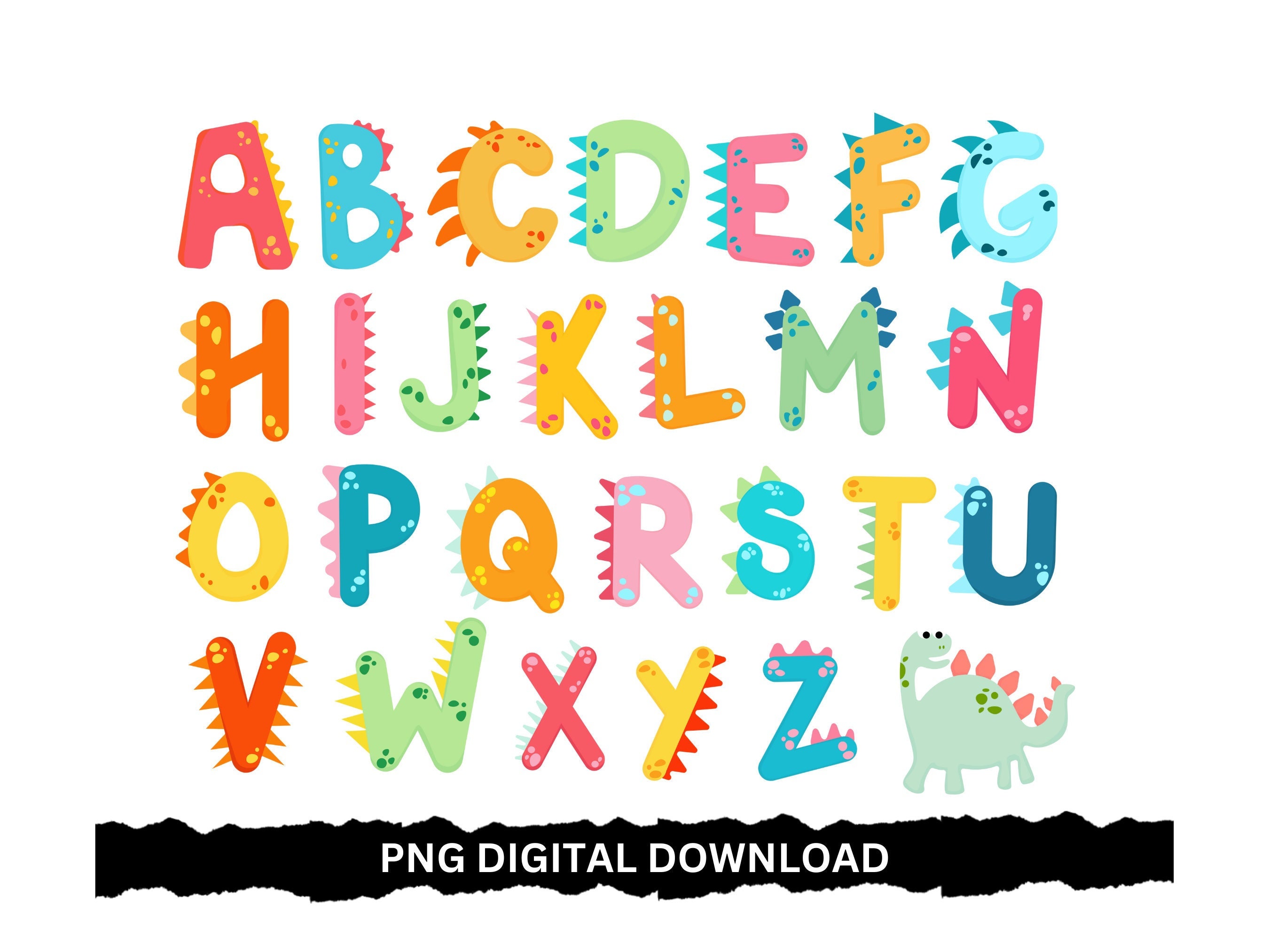 Alfabeto de dinosaurio PNG Profesor PNG Jardín de infancia - Etsy México