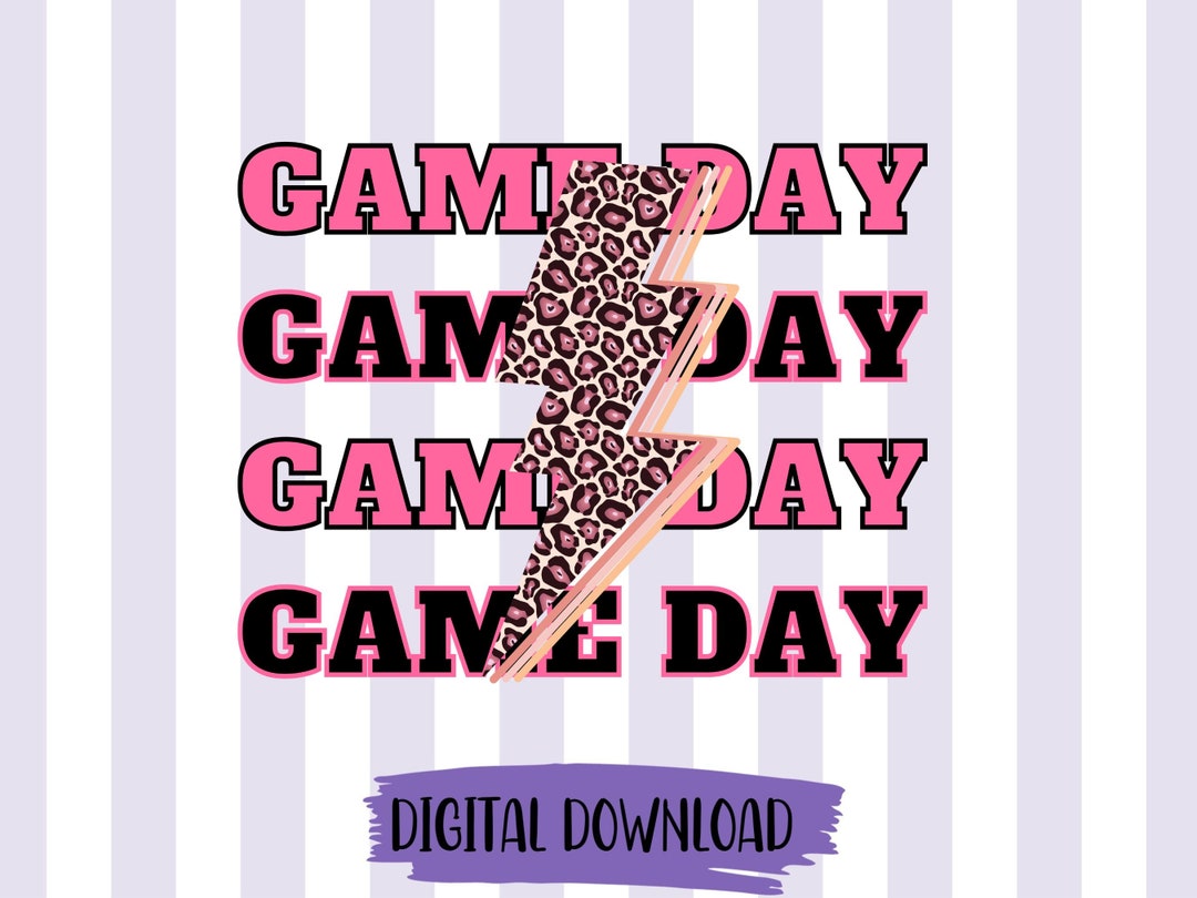 Game Day Png Game Day Leopard Print Lightning Bolt Pink Game Day Girly ...