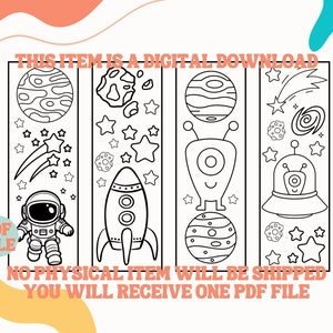 Space Printable Coloring Bookmarks Astronaut Spaceship Alien Bookmark ...