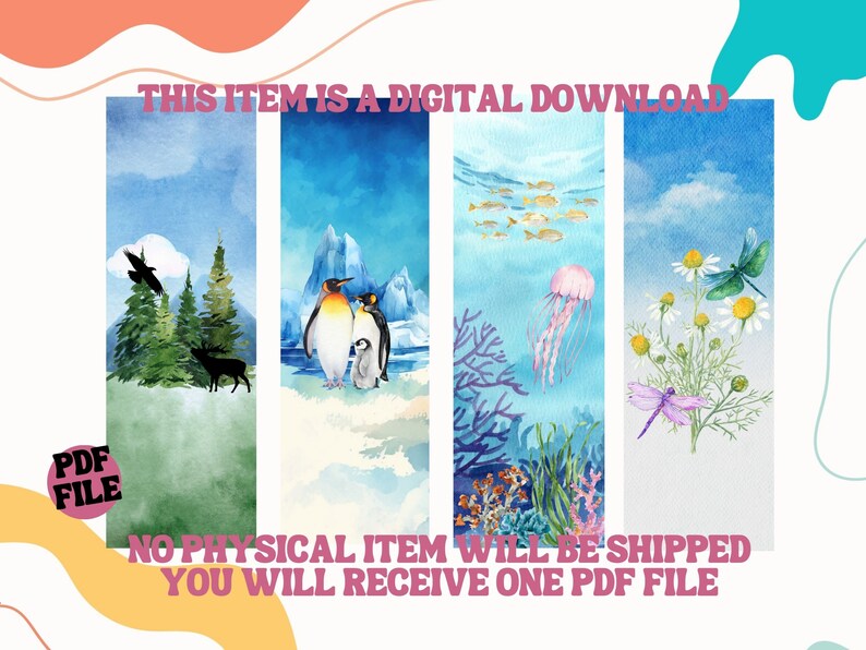 Watercolor Nature Bookmarks, Set of 4 (digital Download) - Etsy