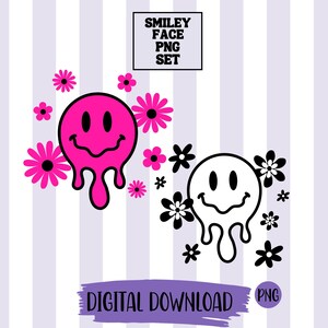 Smiley Face Set Png Drippy Smiley Face Png Melting Smiley Face Png ...