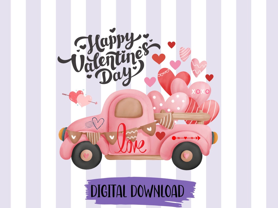 Vintage Truck Png Pink Truck Vintage Valentine's Truck Png Vday Truck ...