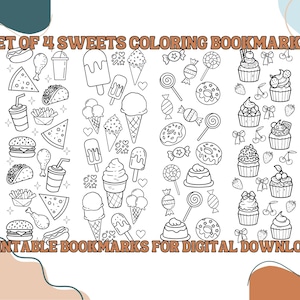 Sweets Printable Coloring Bookmarks Sweet Treats Coloring Bookmark Set ...