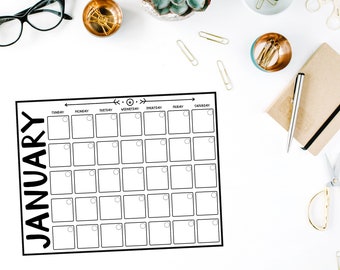 Colourful Blank Calendar Template, 11 X 8.5 Inches, Horizontal ...