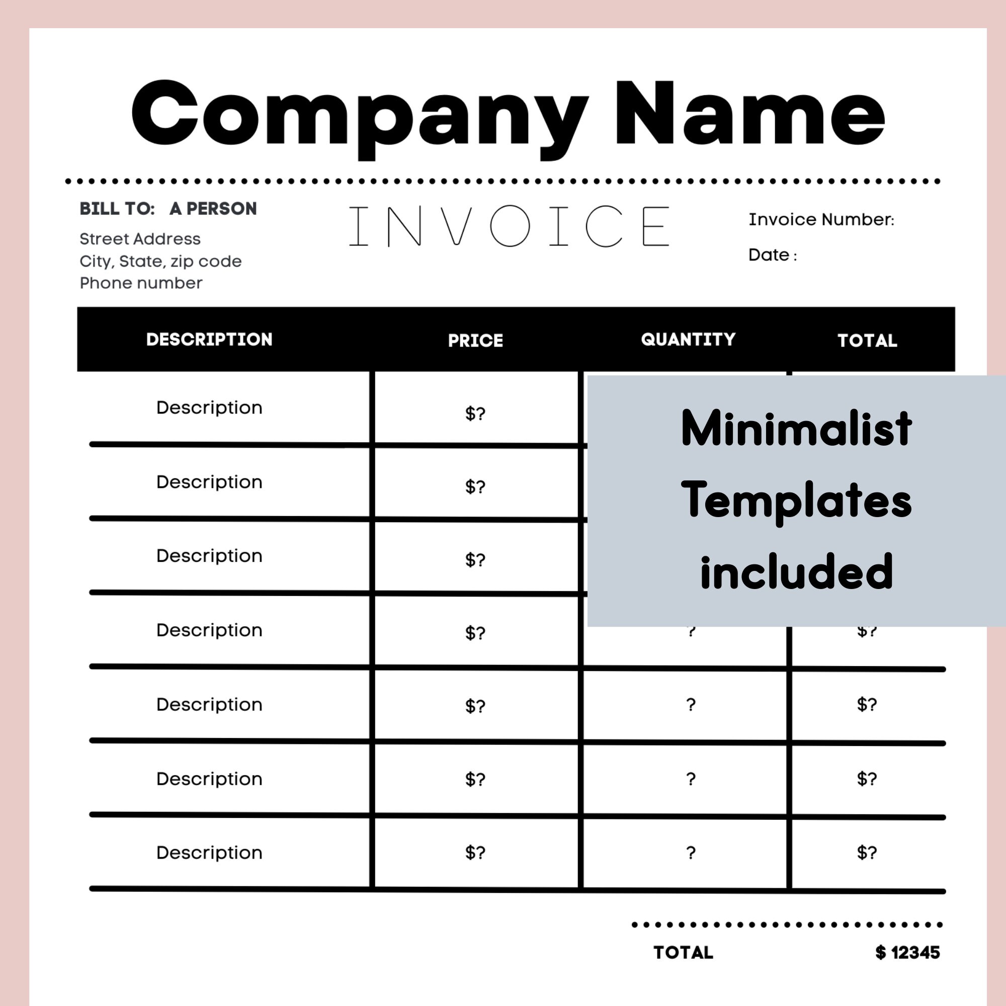 Simple Small Business Invoice Templates Canva Editable - Etsy